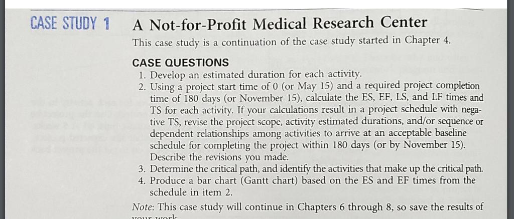 Solved CASE STUDY 1 A Not-for-Profit Medical Research Center | Chegg.com