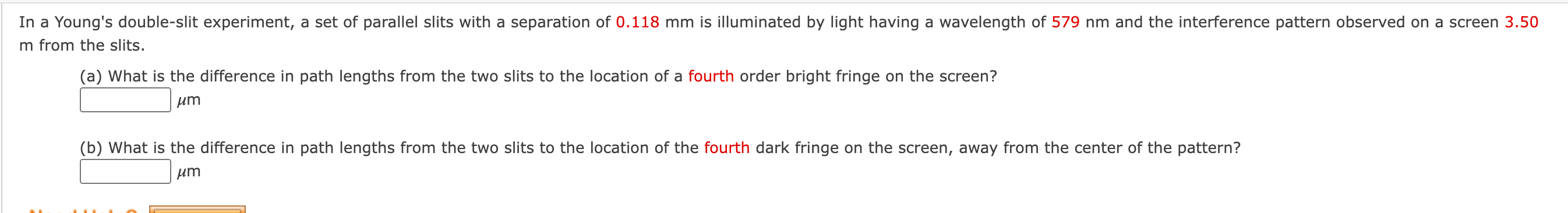 Solved m from the slits. (a) What is the difference in path | Chegg.com
