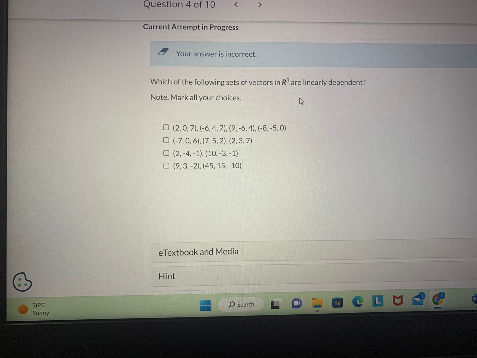 Solved Current Attempt in Progress Your answer is incorrect. | Chegg.com