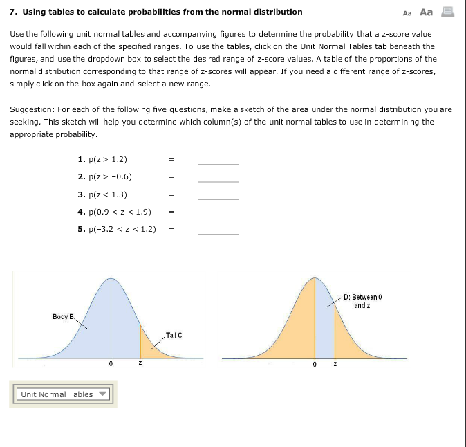 Solved 7. Using tables to calculate probabilities from the | Chegg.com