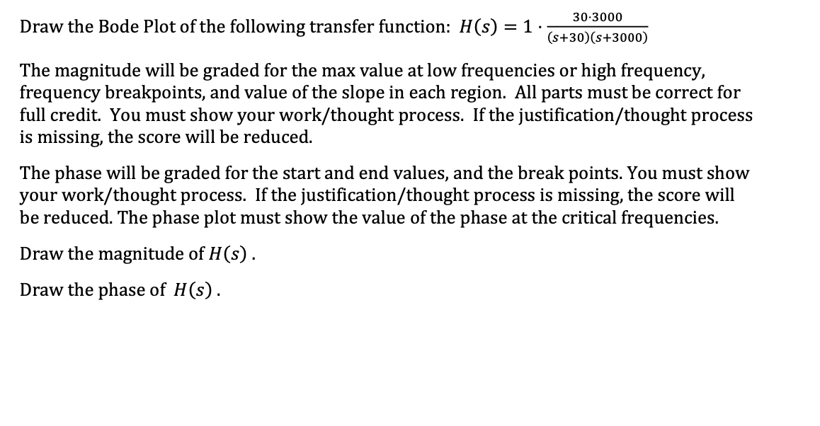 Solved Draw the Bode Plot of the following transfer | Chegg.com
