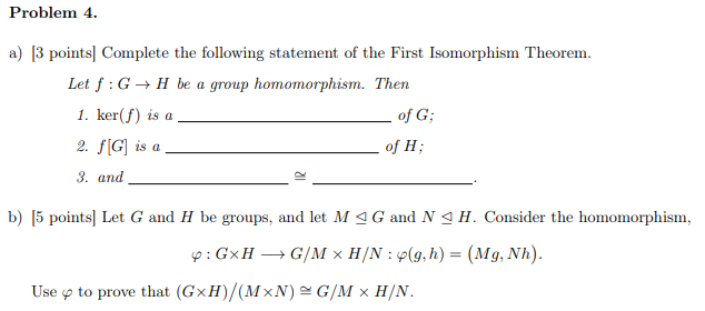 Solved a) [3 points] Complete the following statement of the | Chegg.com