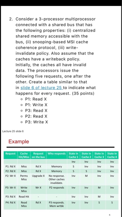 Solved 2. Consider a 3-processor multiprocessor connected | Chegg.com