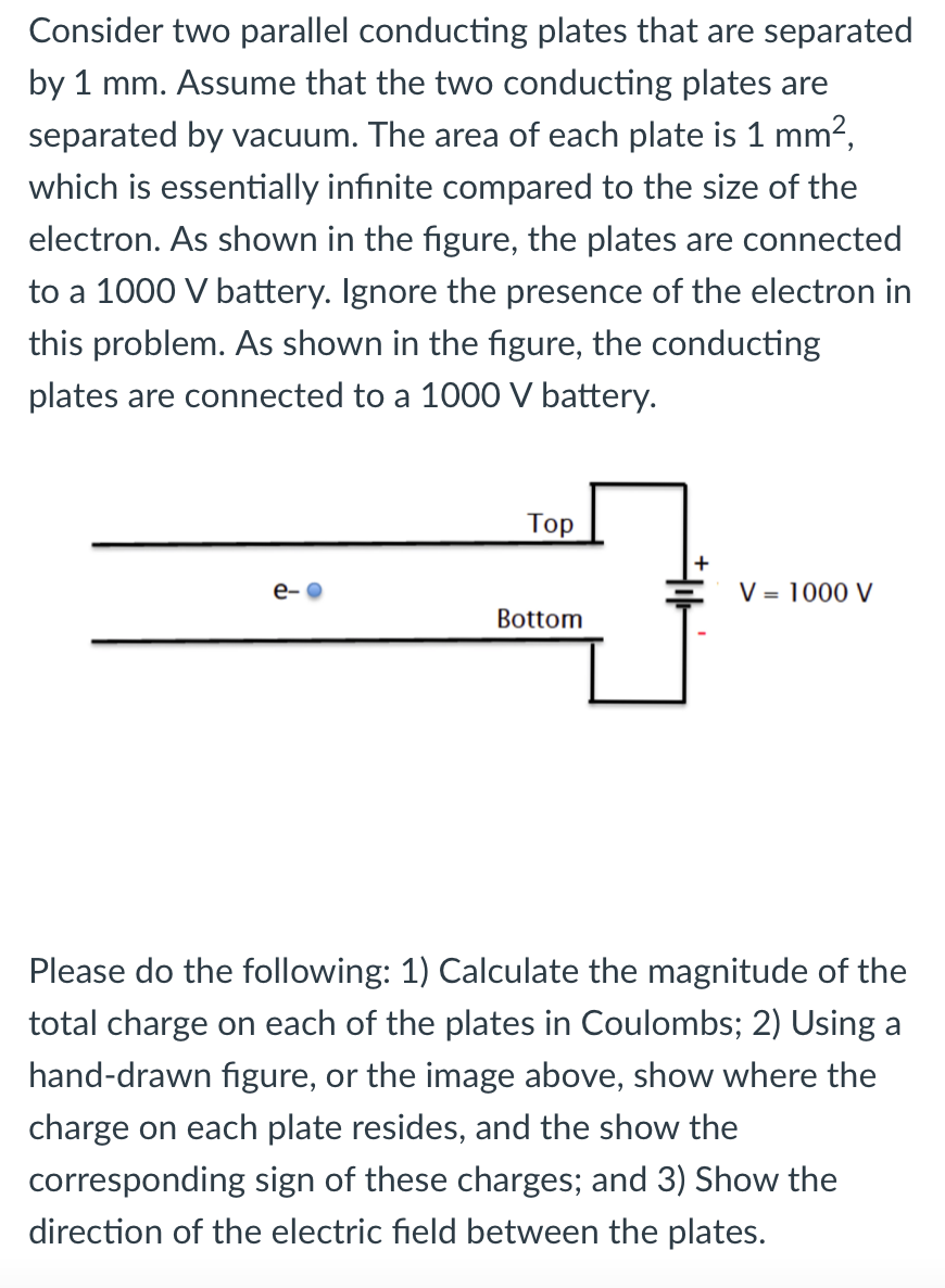 Solved Consider two parallel conducting plates that are | Chegg.com