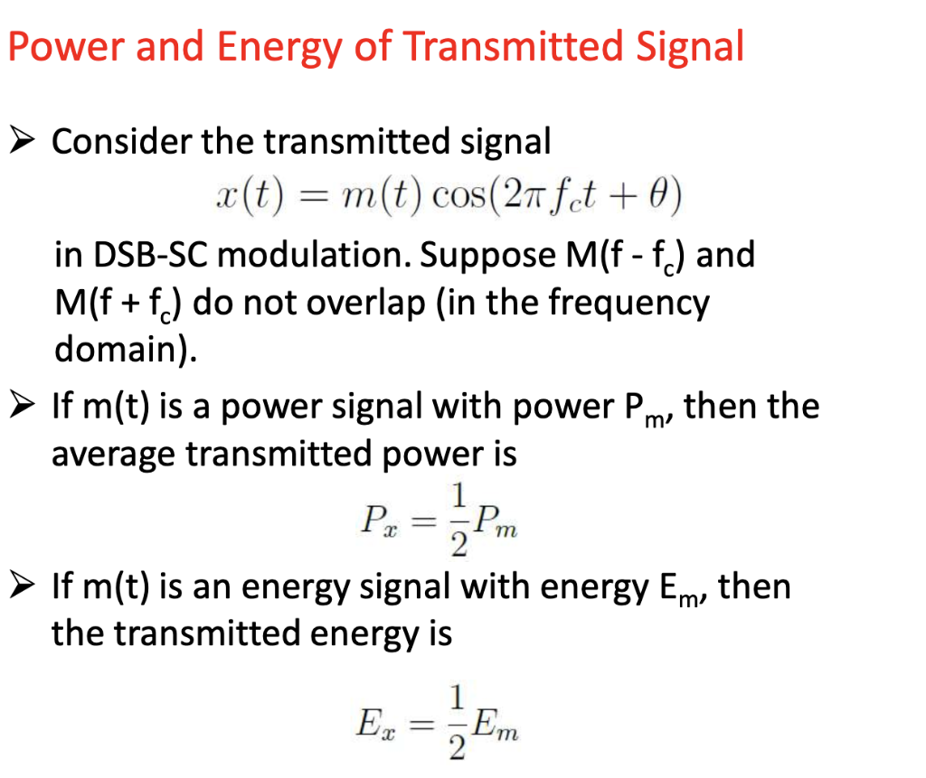 Solved Power and Energy of Transmitted Signal → Consider the | Chegg.com