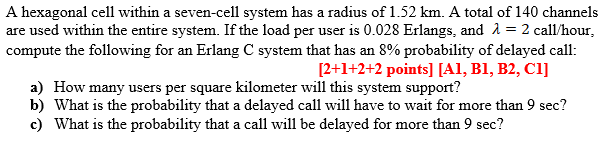 Solved A hexagonal cell within a seven-cell system has a | Chegg.com