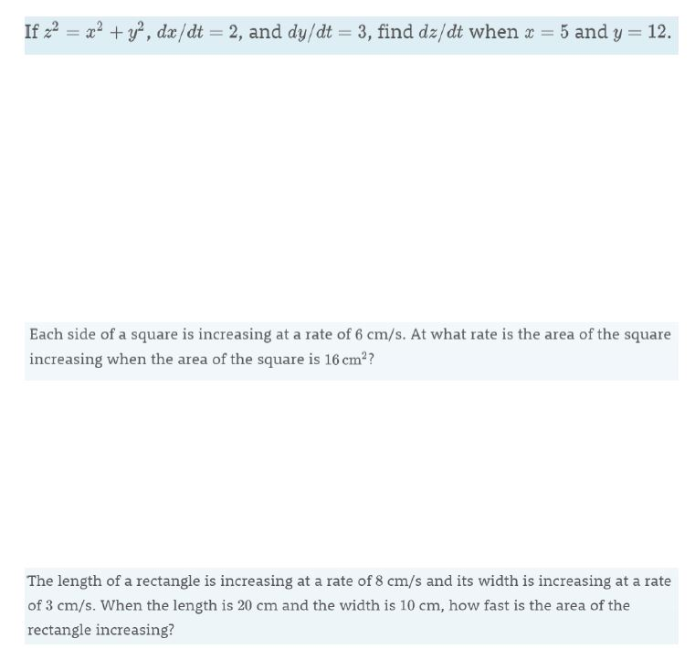 Solved If z2 = x2 + y2, dx/dt = 2, and dy/dt = 3, find dz/dt | Chegg.com
