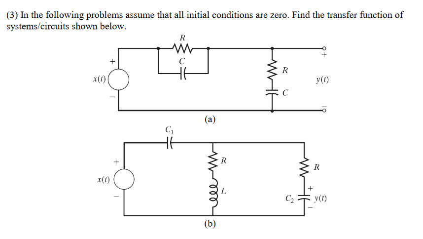 Solved (3) In the following problems assume that all initial | Chegg.com