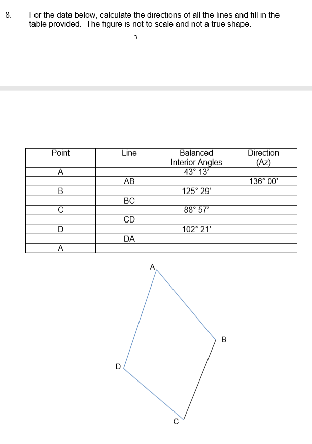 Solved 8. For the data below, calculate the directions of | Chegg.com