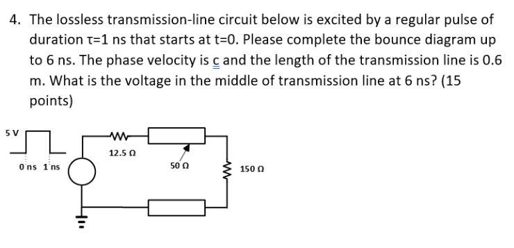 Solved 4. The lossless transmission-line circuit below is | Chegg.com