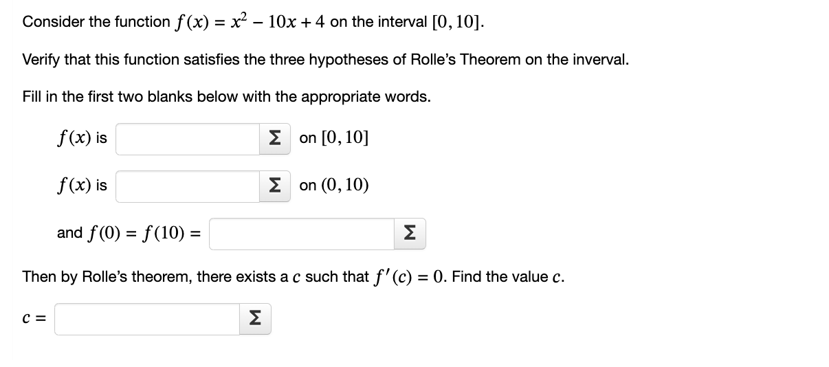 Solved Consider the function f(x)=x2−10x+4 on the interval | Chegg.com
