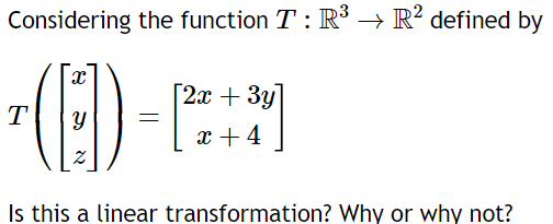 Solved Considering the function T:R3→R2 defined by | Chegg.com