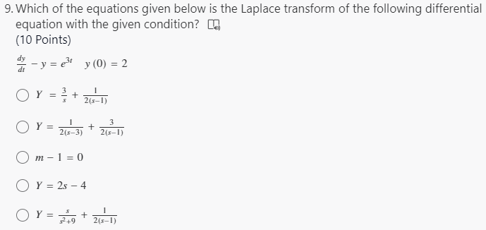Solved 9. Which of the equations given below is the Laplace | Chegg.com