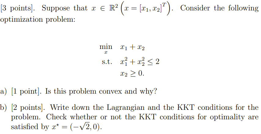 Solved 3 points]. Suppose that x∈R2(x=[x1,x2]T). Consider | Chegg.com