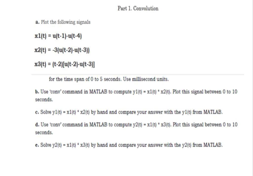 Solved Part 1. Convolution a. Plot the following signals | Chegg.com