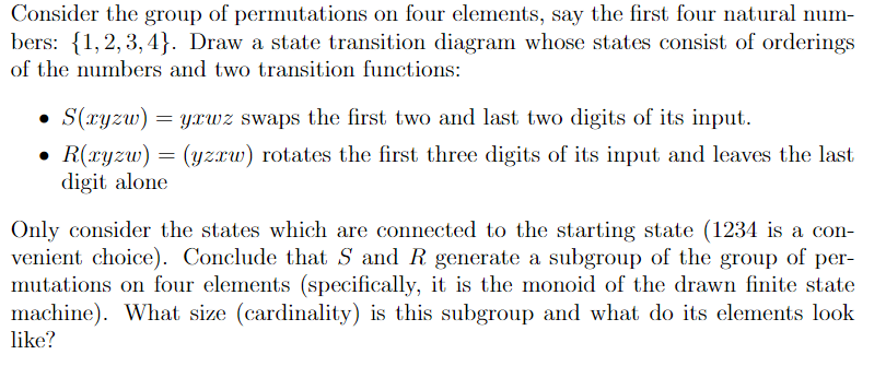 Solved Consider the group of permutations on four elements, | Chegg.com