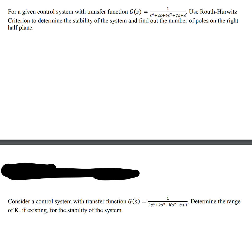 Solved ith transfer function Gs) For a given control system | Chegg.com