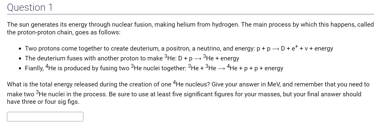 Solved The sun generates its energy through nuclear fusion, | Chegg.com