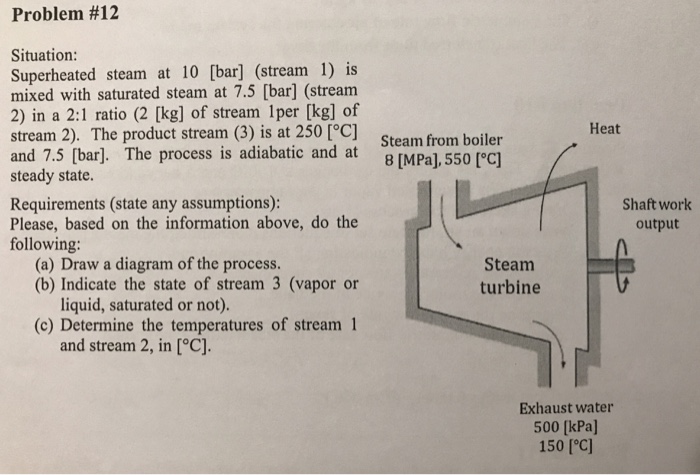 Solved Problem #12 Situation: Superheated steam at 10 [bar] | Chegg.com