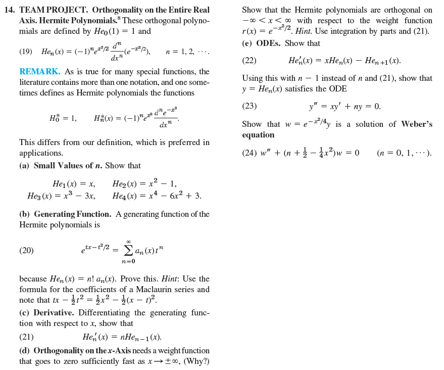 14. TEAM PROJECT. Orthogonality on the Entire Real | Chegg.com