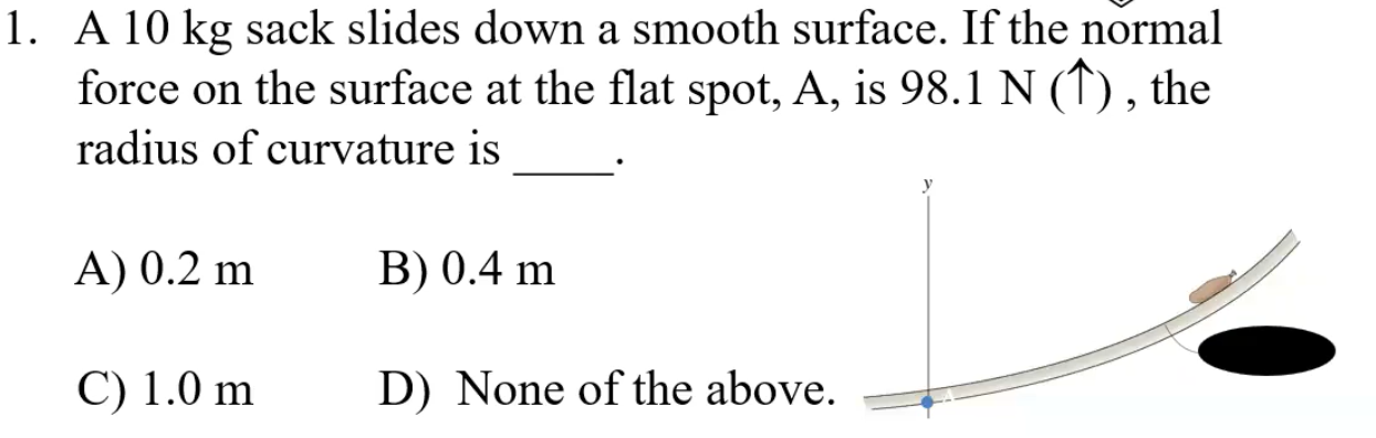 Solved 1. A 10 kg sack slides down a smooth surface. If the | Chegg.com