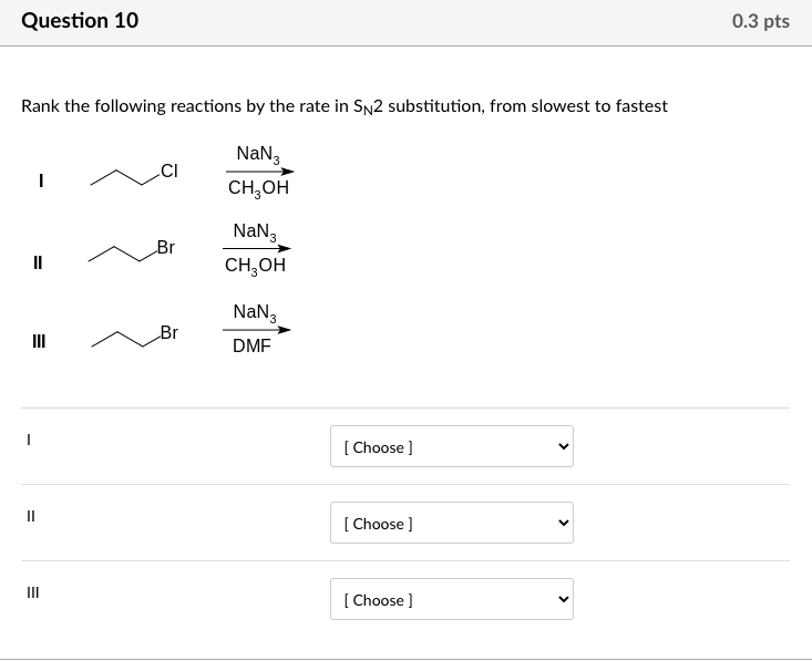 Solved Rank the following reactions by the rate in SN2 | Chegg.com