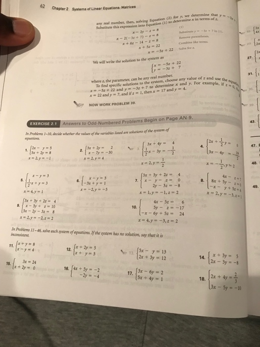Solved 62 Chapter 2 Systems of Linear Equations. Matrices | Chegg.com