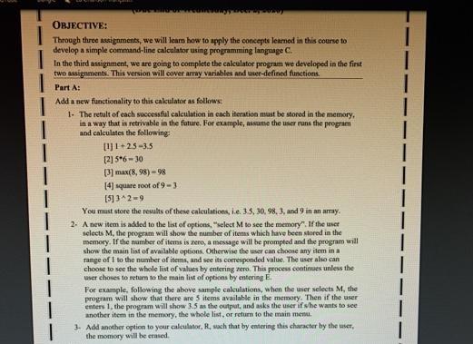 Solved 1 OBJECTIVE: Through three assignments, we will learn | Chegg.com