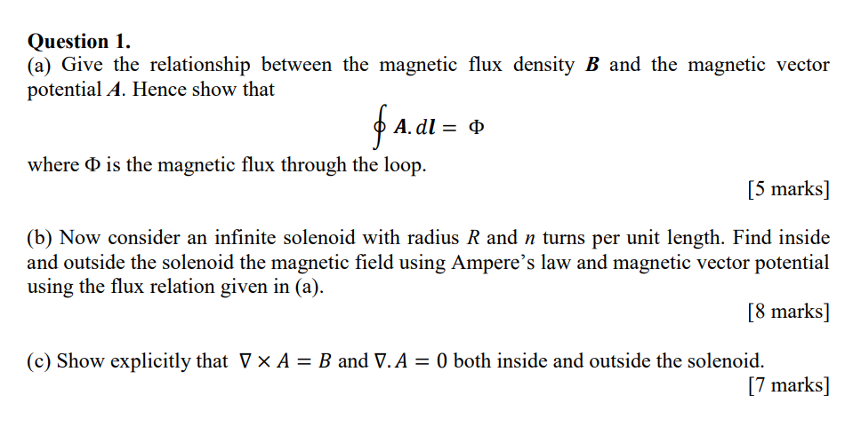 Solved Question 1. (a) Give the relationship between the | Chegg.com