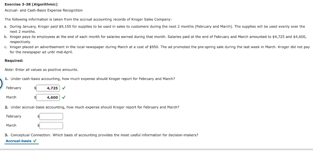 Solved Exercise 3-38 (Algorithmic) Accrual- and Cash-Basis | Chegg.com