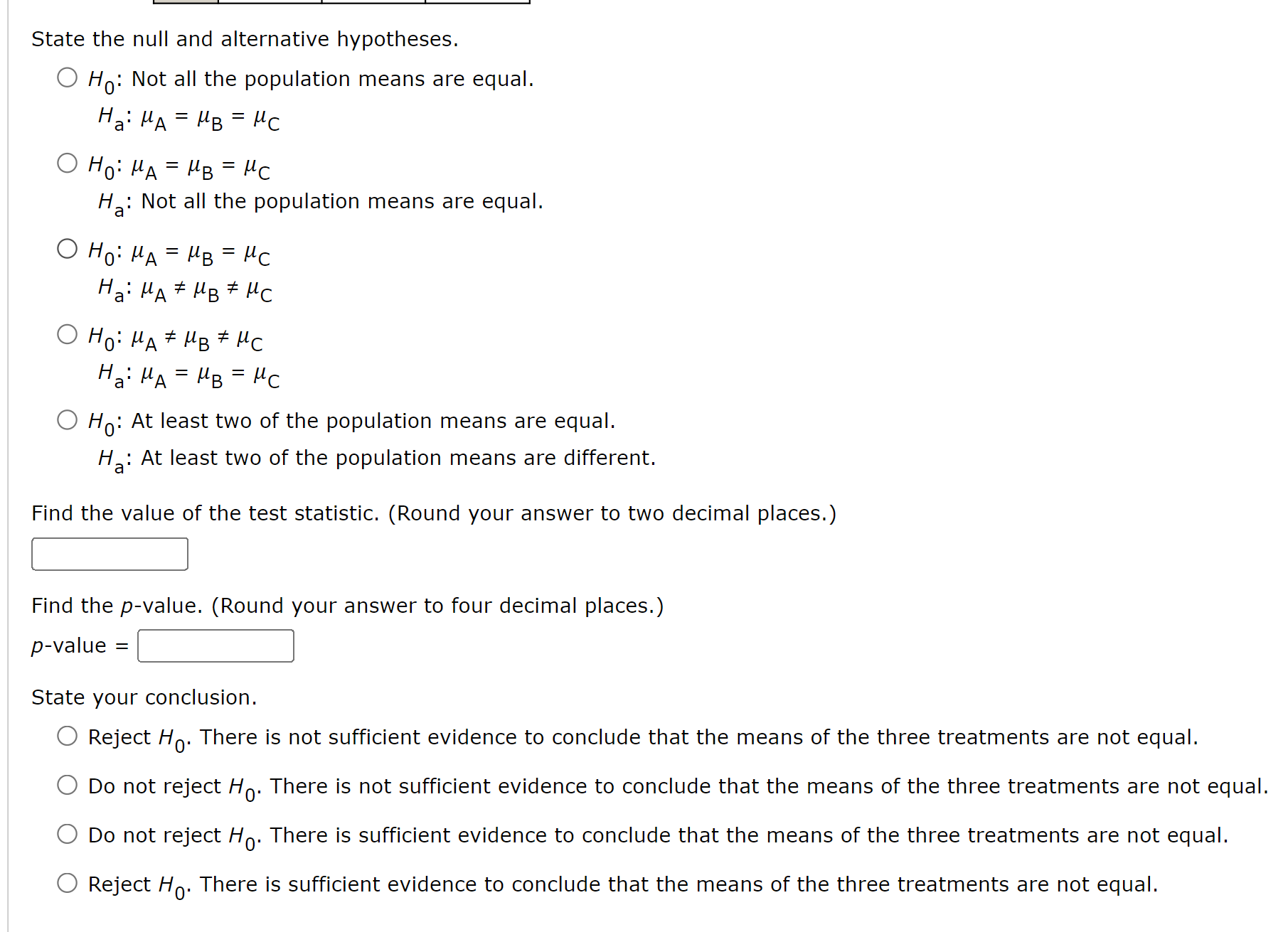 Solved State the null and alternative hypotheses. H0 : Not | Chegg.com