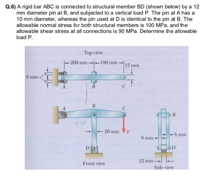 Solved Q.6) A rigid bar ABC is connected to structural | Chegg.com