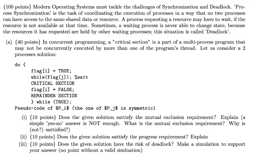 Solved {100 points} Modern Operating Systems must tackle the | Chegg.com