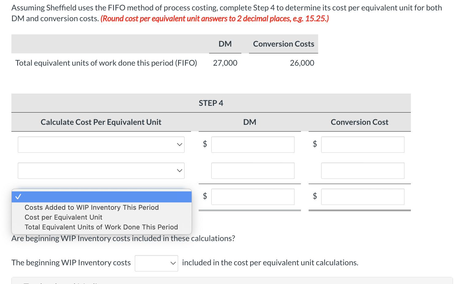 Solved The processing department at Sheffield Corporation | Chegg.com