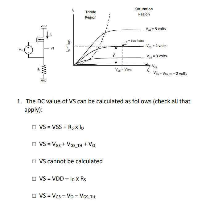 Solved 1. The DC value of VS can be calculated as follows | Chegg.com