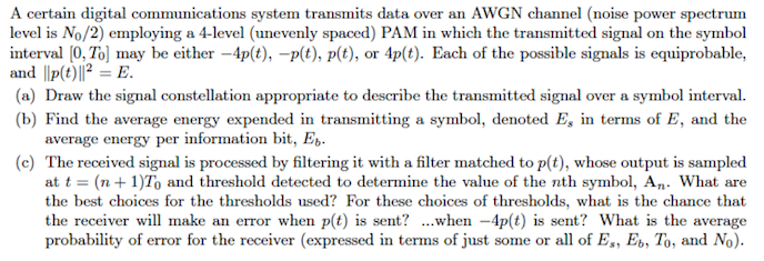 Solved A certain digital communications system transmits | Chegg.com