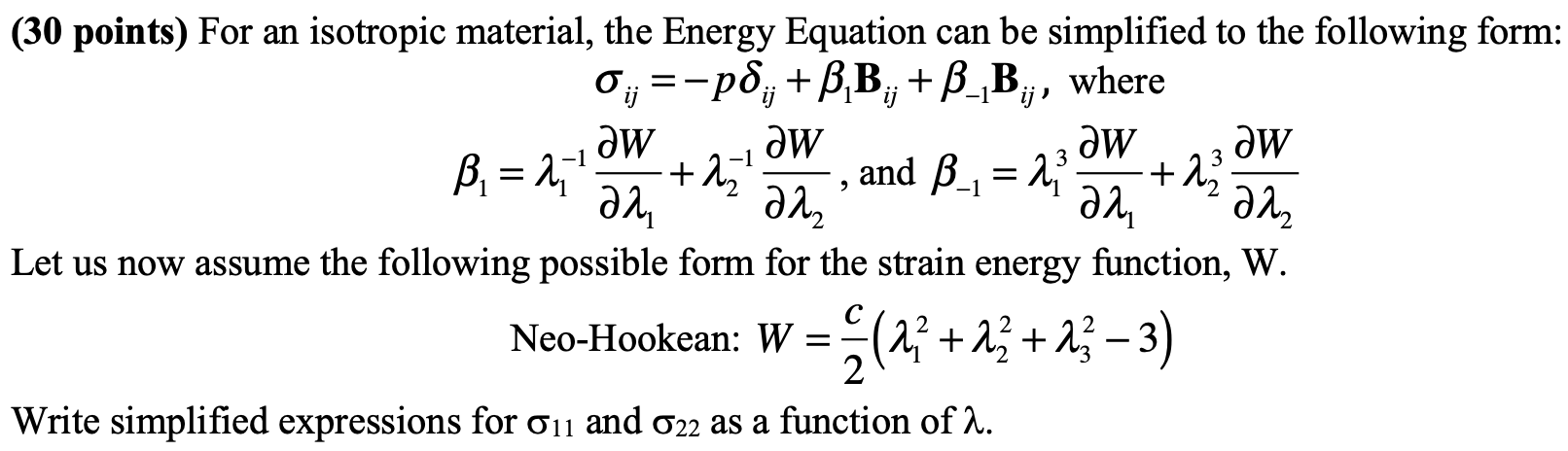 ij -1 -1 -1 3 3 = = > (30 points) For an isotropic | Chegg.com