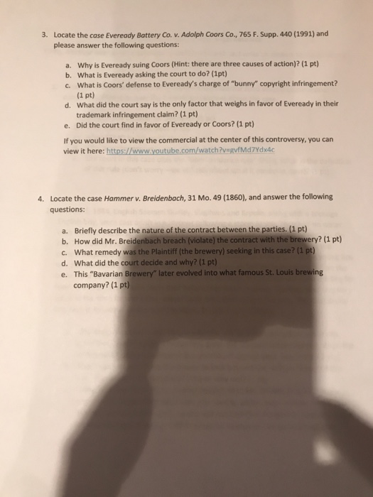 BL Writing Assignment #2: Legal Research Using | Chegg.com