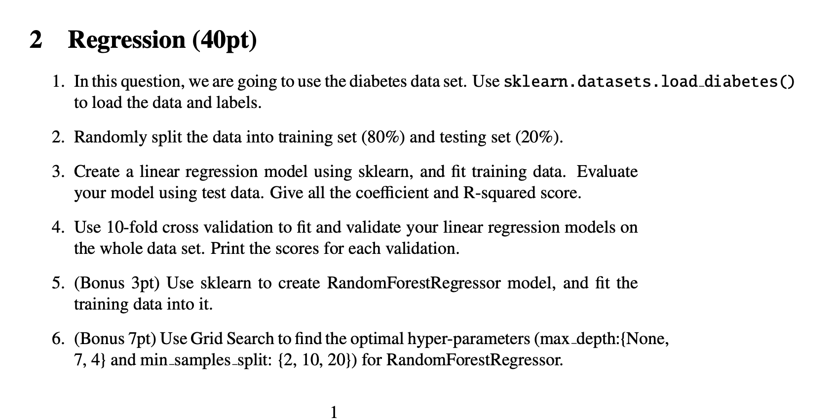 2 Regression (40pt) 1. In this question, we are going | Chegg.com