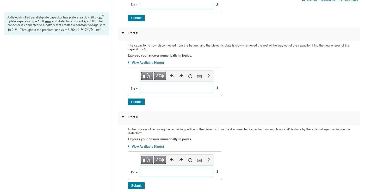 A dielectric-filled parallel-plate capacitor has | Chegg.com