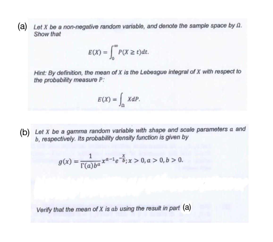 Solved (a) Let X be a non-negative random variable, and | Chegg.com