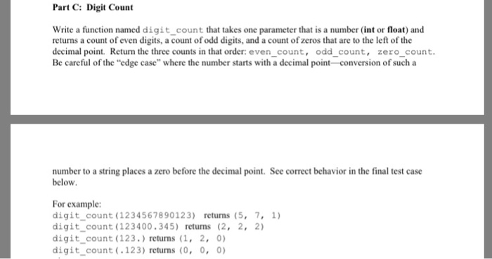 Part C: Digit Count Write a function named | Chegg.com