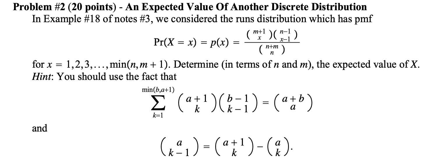 Problem #2 (20 ﻿points) - ﻿An Expected Value Of | Chegg.com