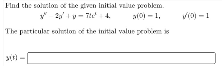 Solved Find the solution of the given initial value problem. | Chegg.com
