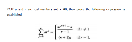 Solved 22. If a and r are real numbers and r =0, then prove | Chegg.com
