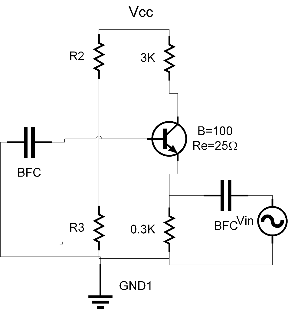 Solved In the common base amplifier circuit shown, find the | Chegg.com