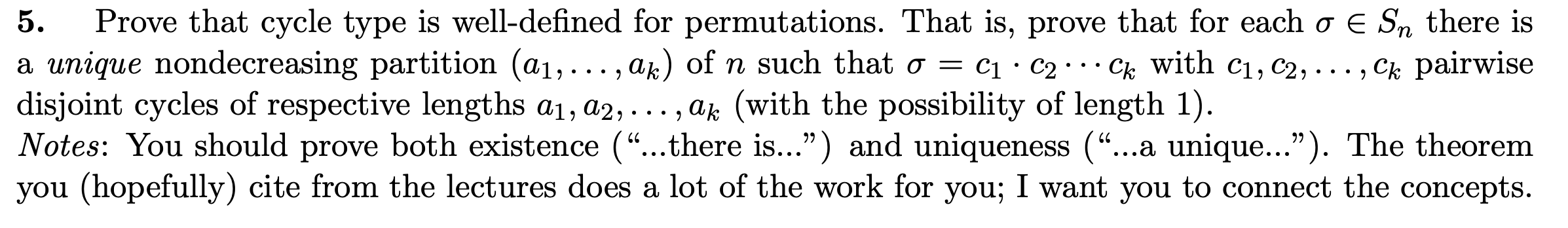 Solved Prove that cycle type is well-defined for | Chegg.com