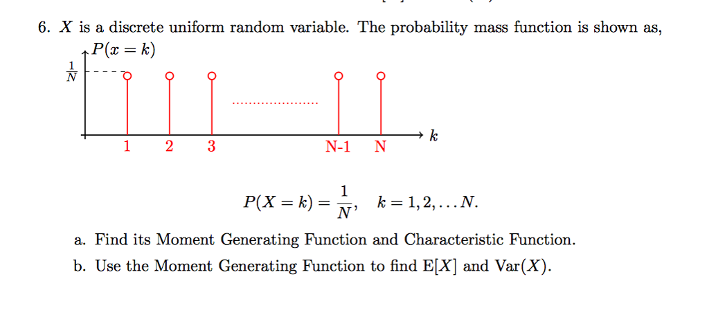 Solved 6. X is a discrete uniform random variable. The | Chegg.com