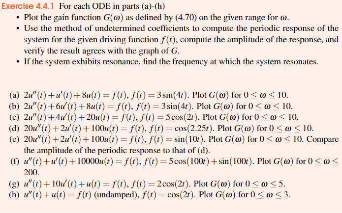 Solved xercise 4.4.1 For each ODE in parts (a)-(h) - Plot | Chegg.com