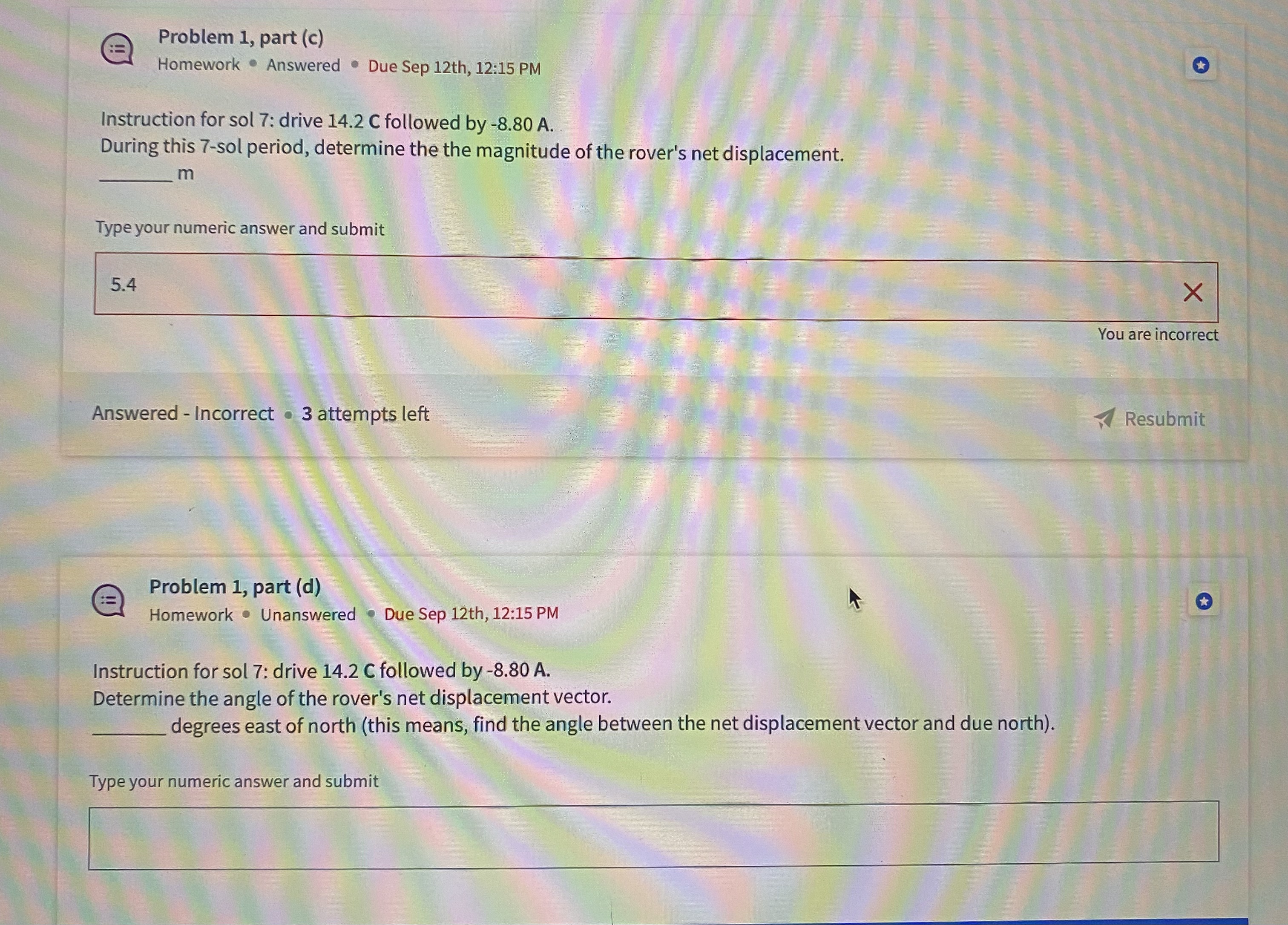 Solved Let's say that the rover has a set of vectors stored | Chegg.com